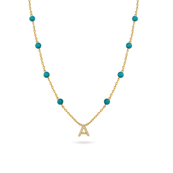 Turquoise 'True You' Initial Necklace - IceLink